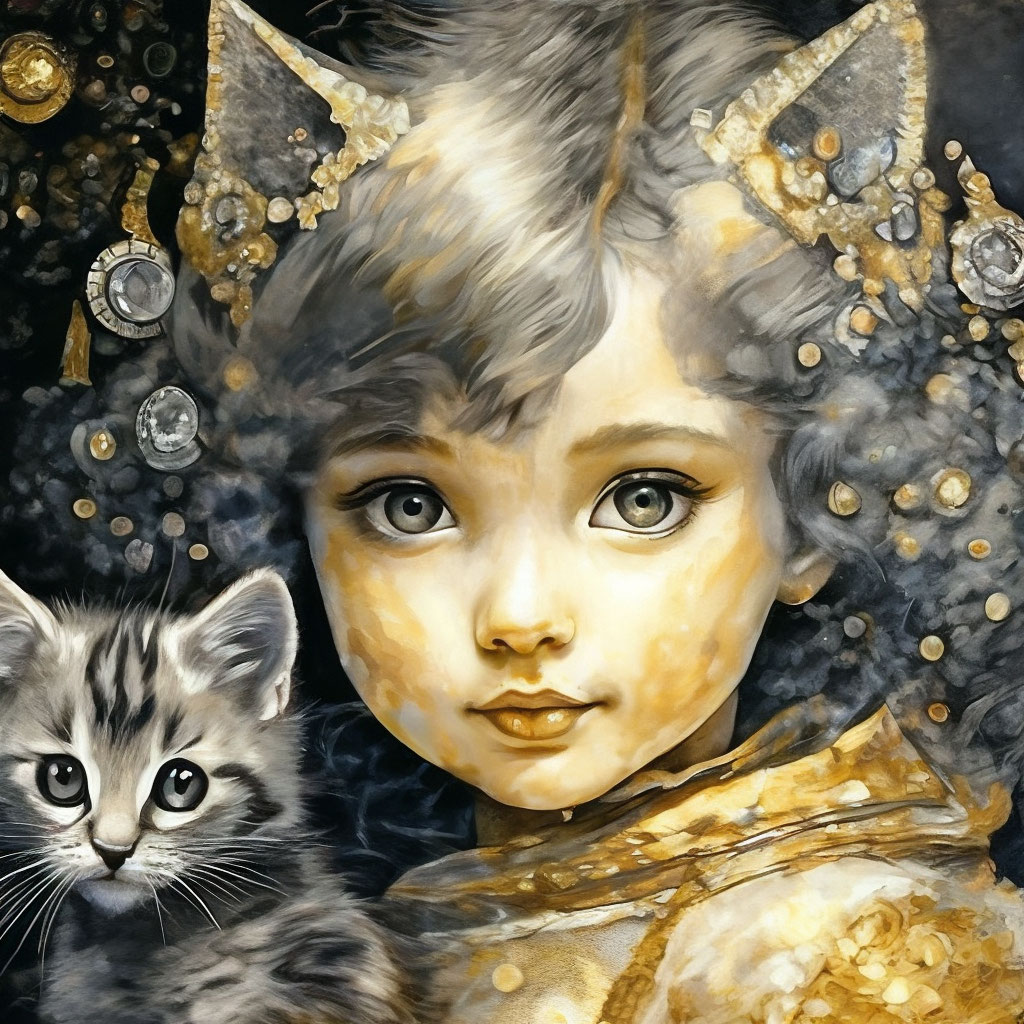 "Kitten-child girl macrodetalization, realistic, microdetalization ...
