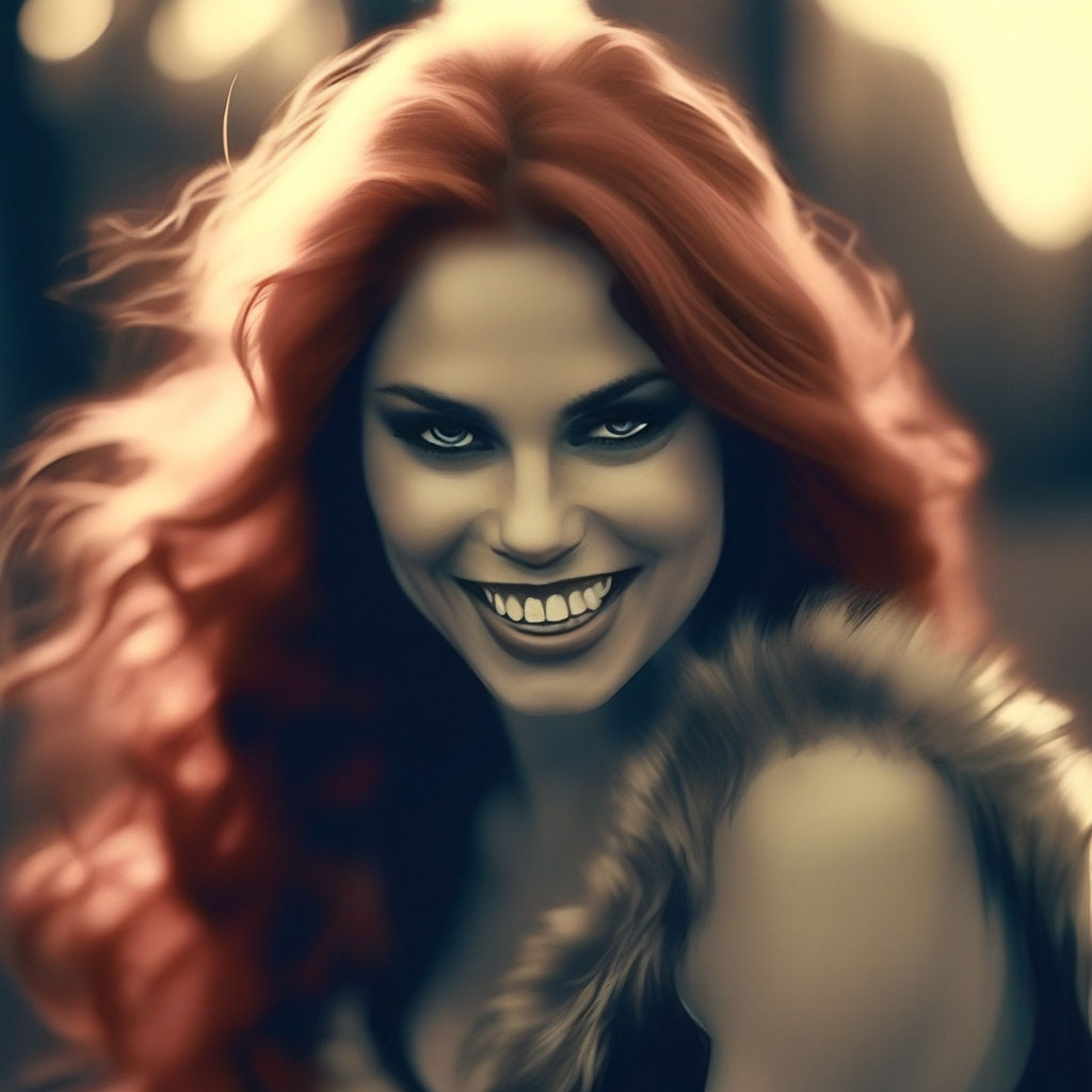 "Beautiful werewolf girl, grin, high quality, 5k" — image created in ...