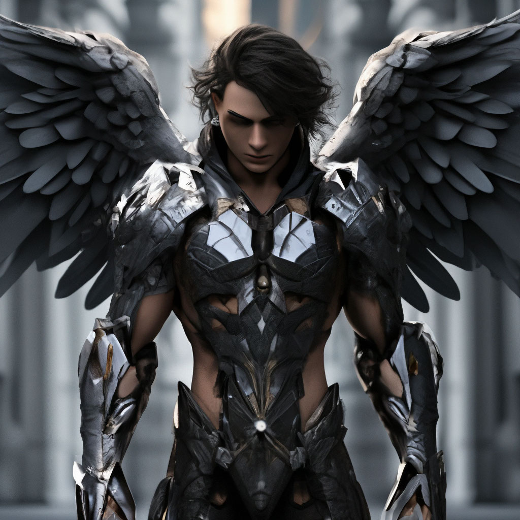 "Fallen angel guy" — image created in Shedevrum