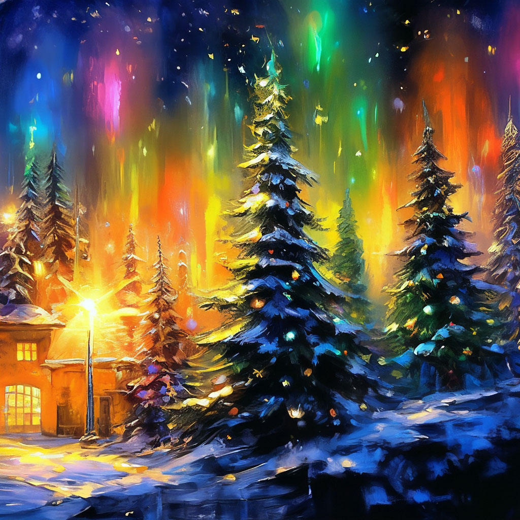 "Digital painting, color ink drawing: when there are Christmas trees ...