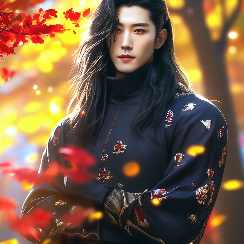 "Chu Fei🍁. Asia. Man. Hyper realistic, Long hair, Beautiful male body ...