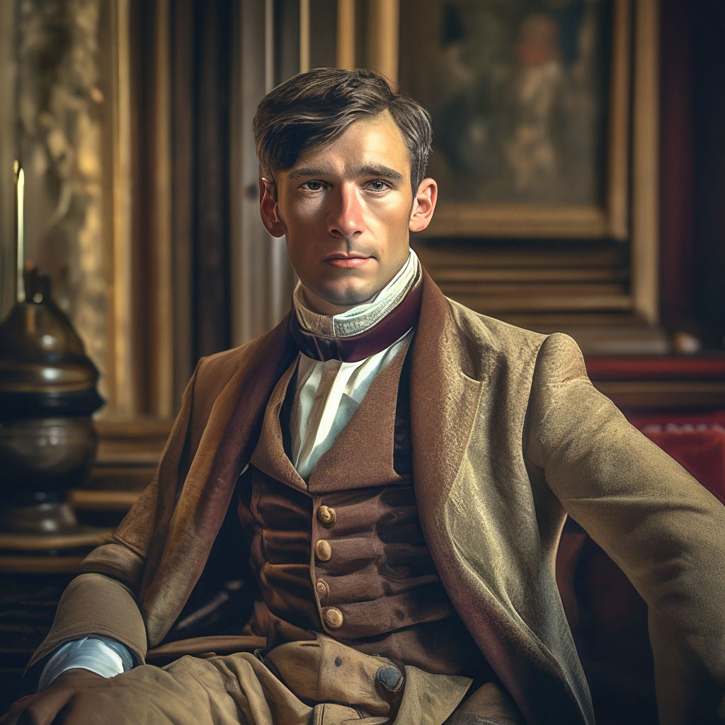 "Portrait of an English lord, pallor, languid look, realistic, vintage ...