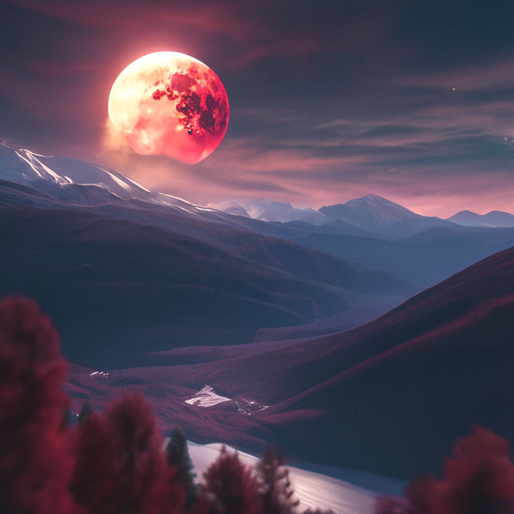 "Total eclipse of the velvet moon" — image created in Shedevrum