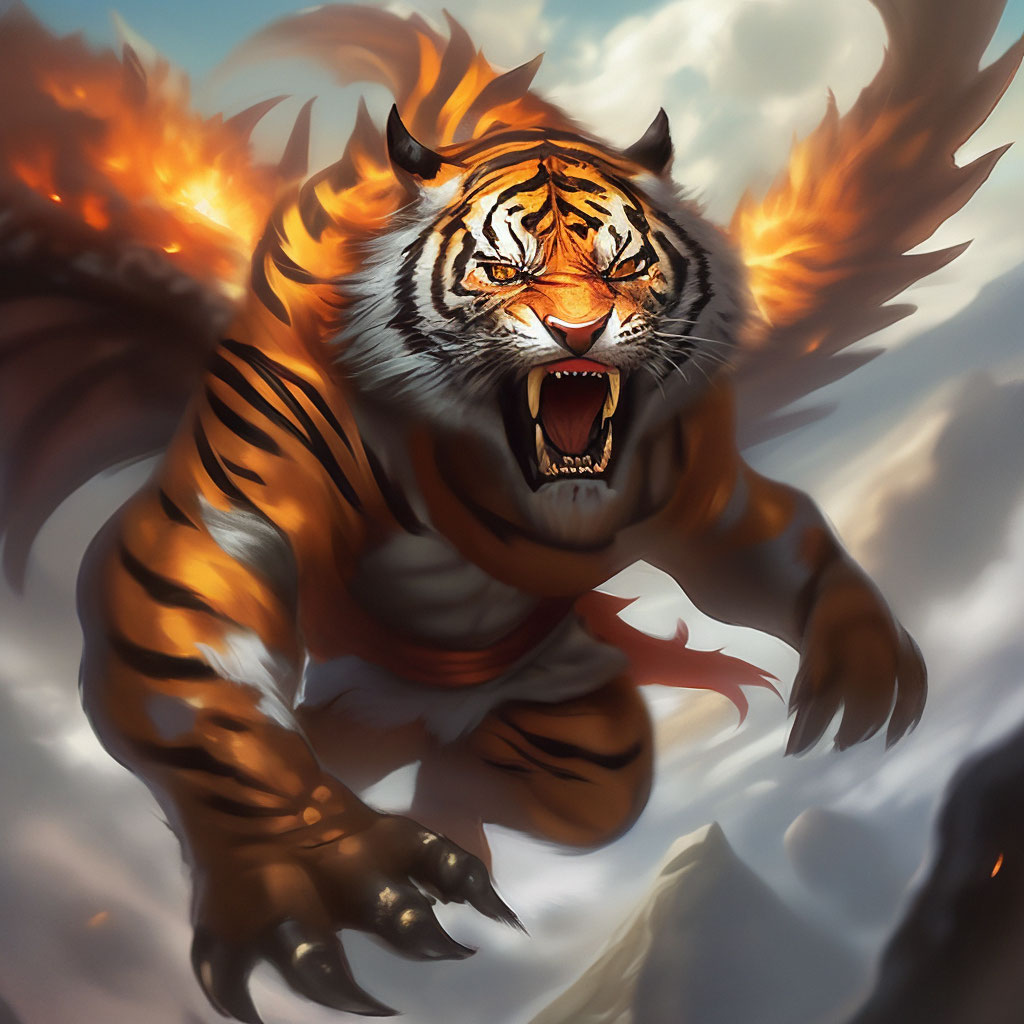 "Flying tiger demon" — image created in Shedevrum