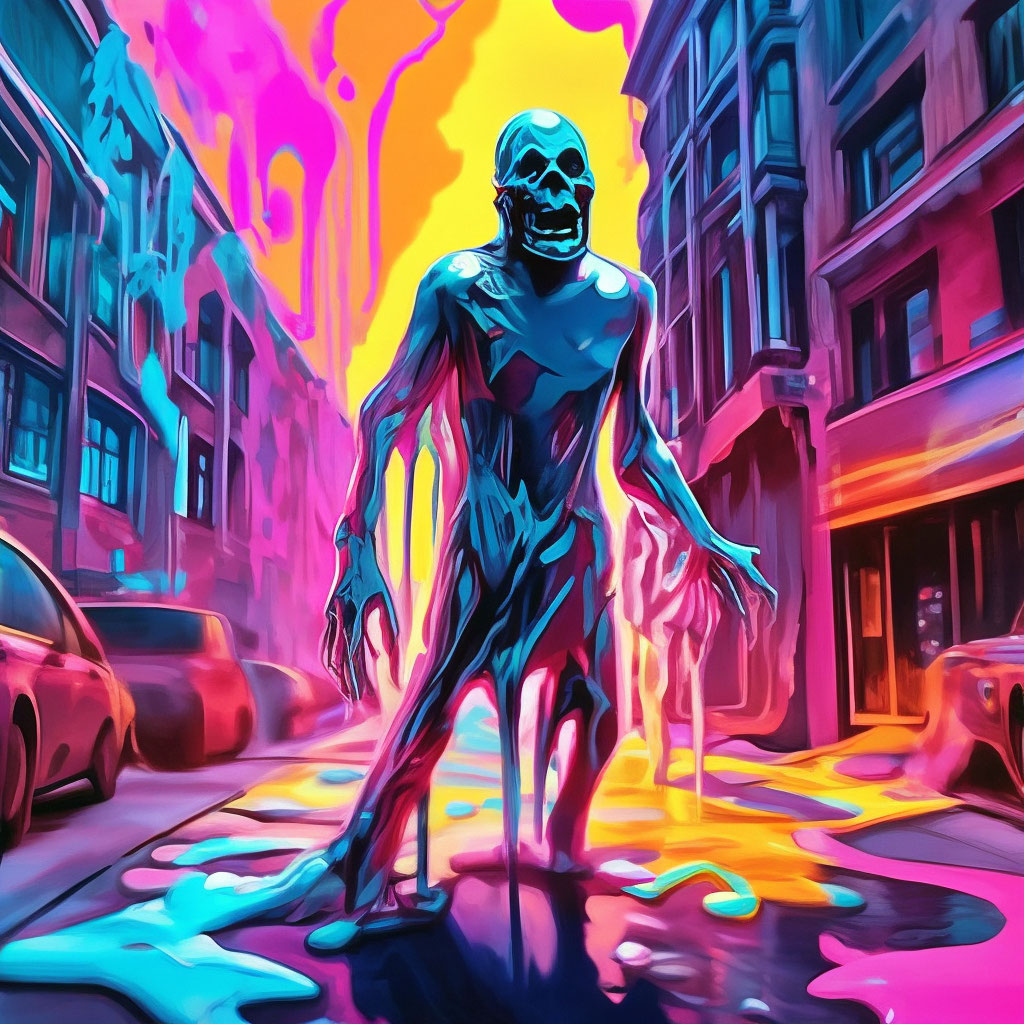 "Melted man , tant po in the middle of the street, horror, scary horror ...