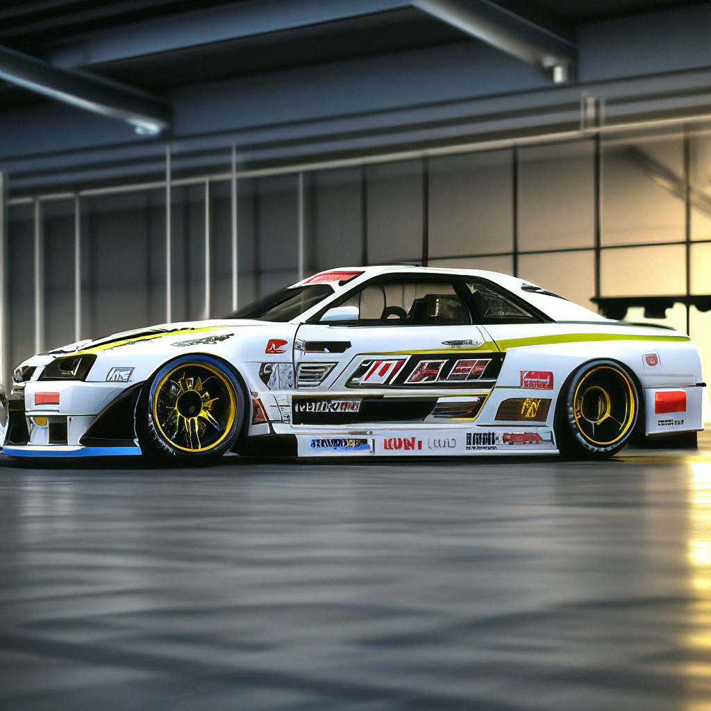 "Nissan skyline R-34 with nascar tuning side view" — image created in ...