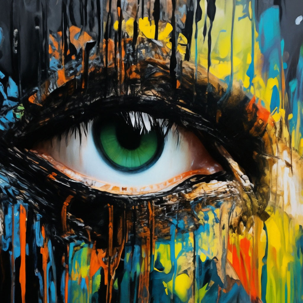 "Angry, wild look from the darkness from around the corner, black ...