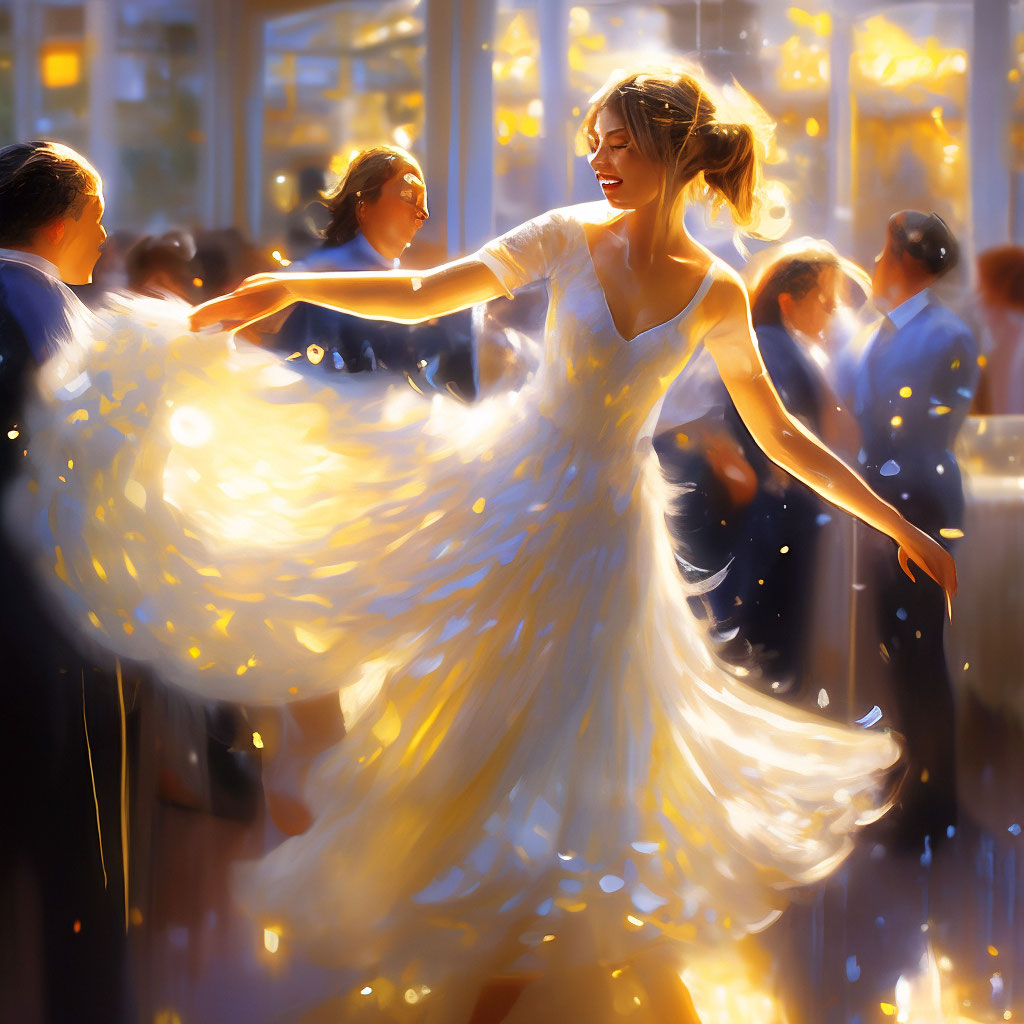 "Dancing in a restaurant,delicate oil painting,drawing,mother of pearl ...
