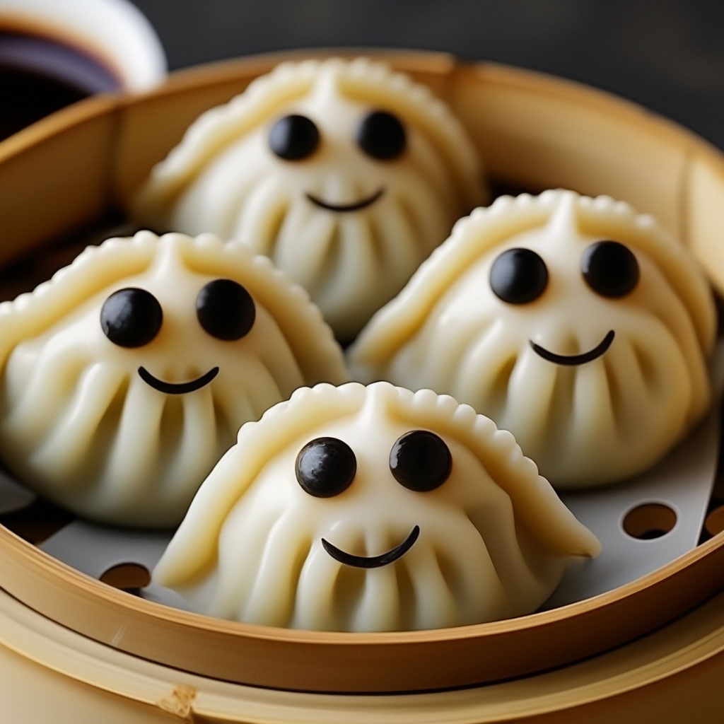 "Dumplings with eyes" — image created in Shedevrum