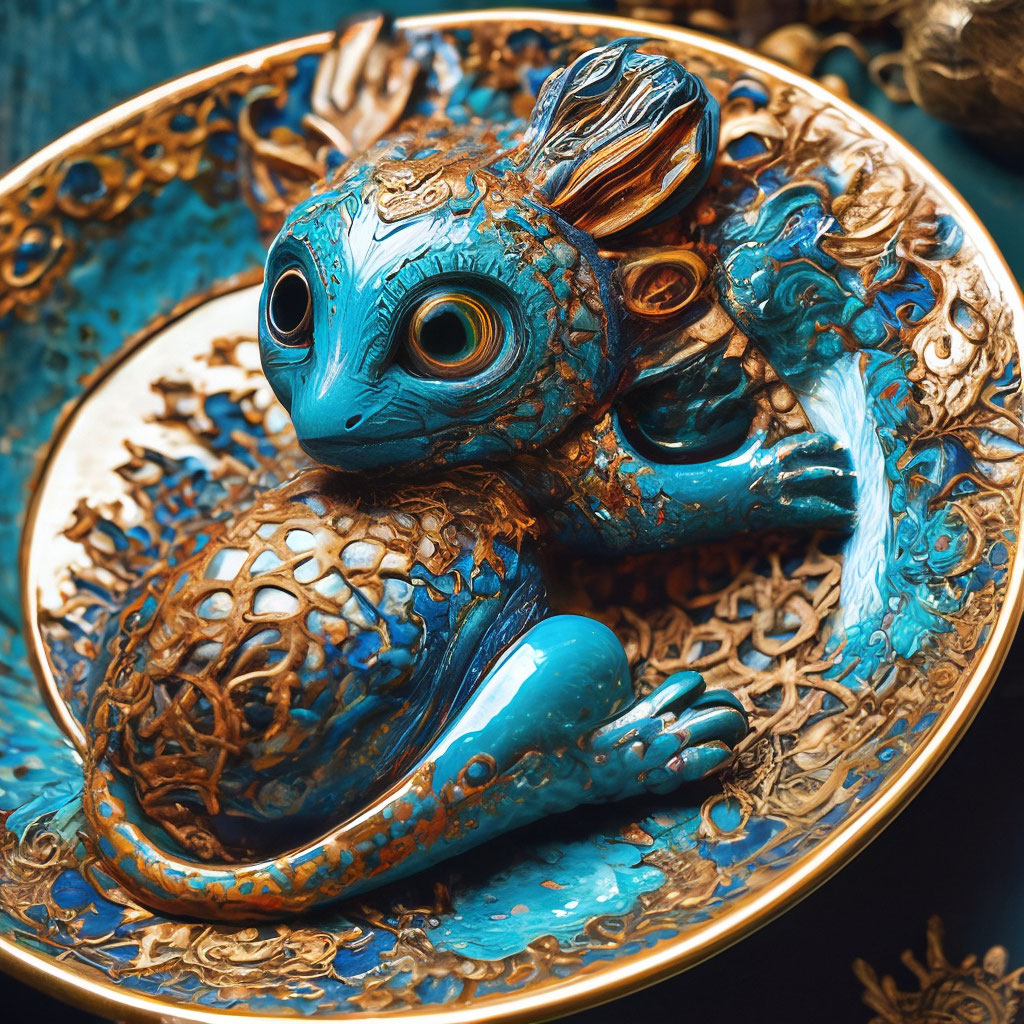 "🌙 cute creature figure in a antique plate, aesthetic, bohemian ...