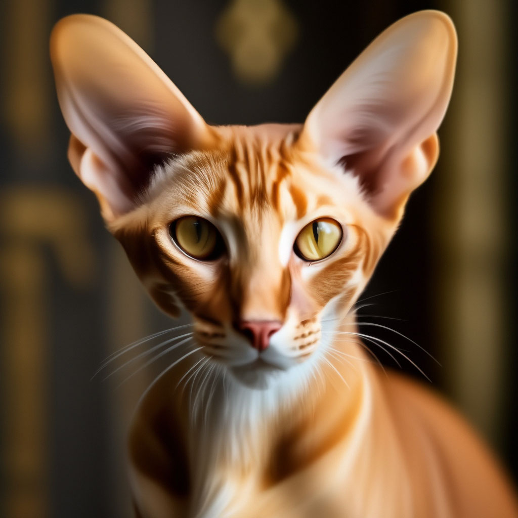 "Ginger oriental cat super big low ears hyper big low ears super long ...