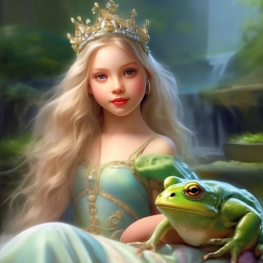 "Frog princess ,beautiful girl with a frog body , close-up, full-length ...