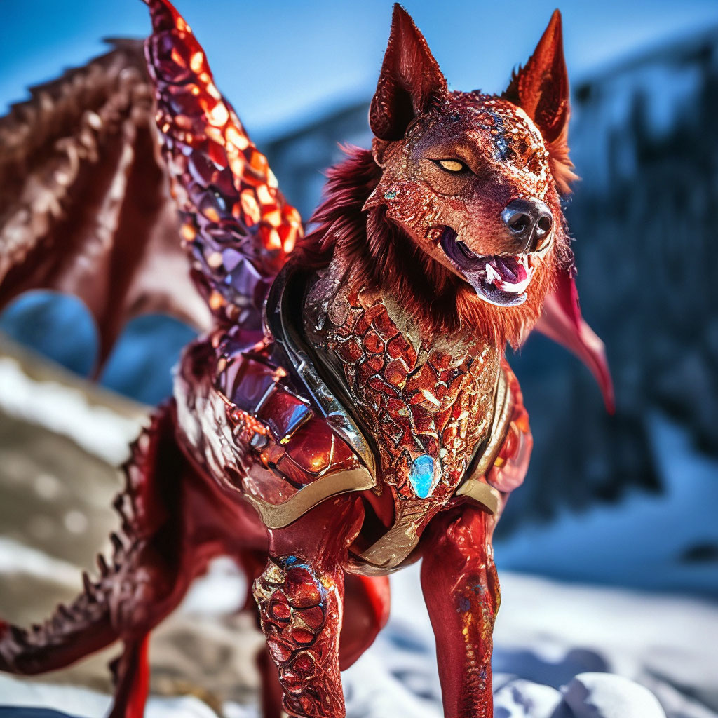 "Grunendahl+dragon dog, metamorphosis, anthropomorphic, garnet armor ...