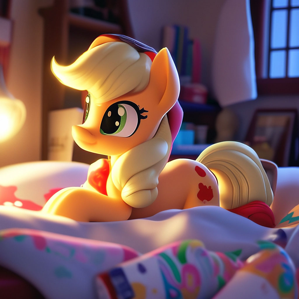 "Pony Applejack original from My Little Pony on the bed in socks at ...