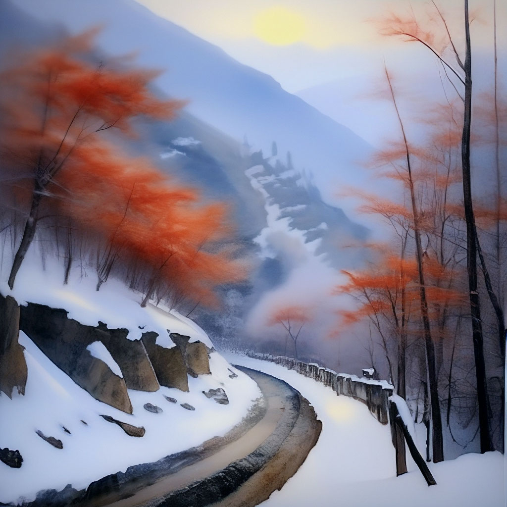 "Winter. painting of China, aesthetically pleasing, beautiful ...