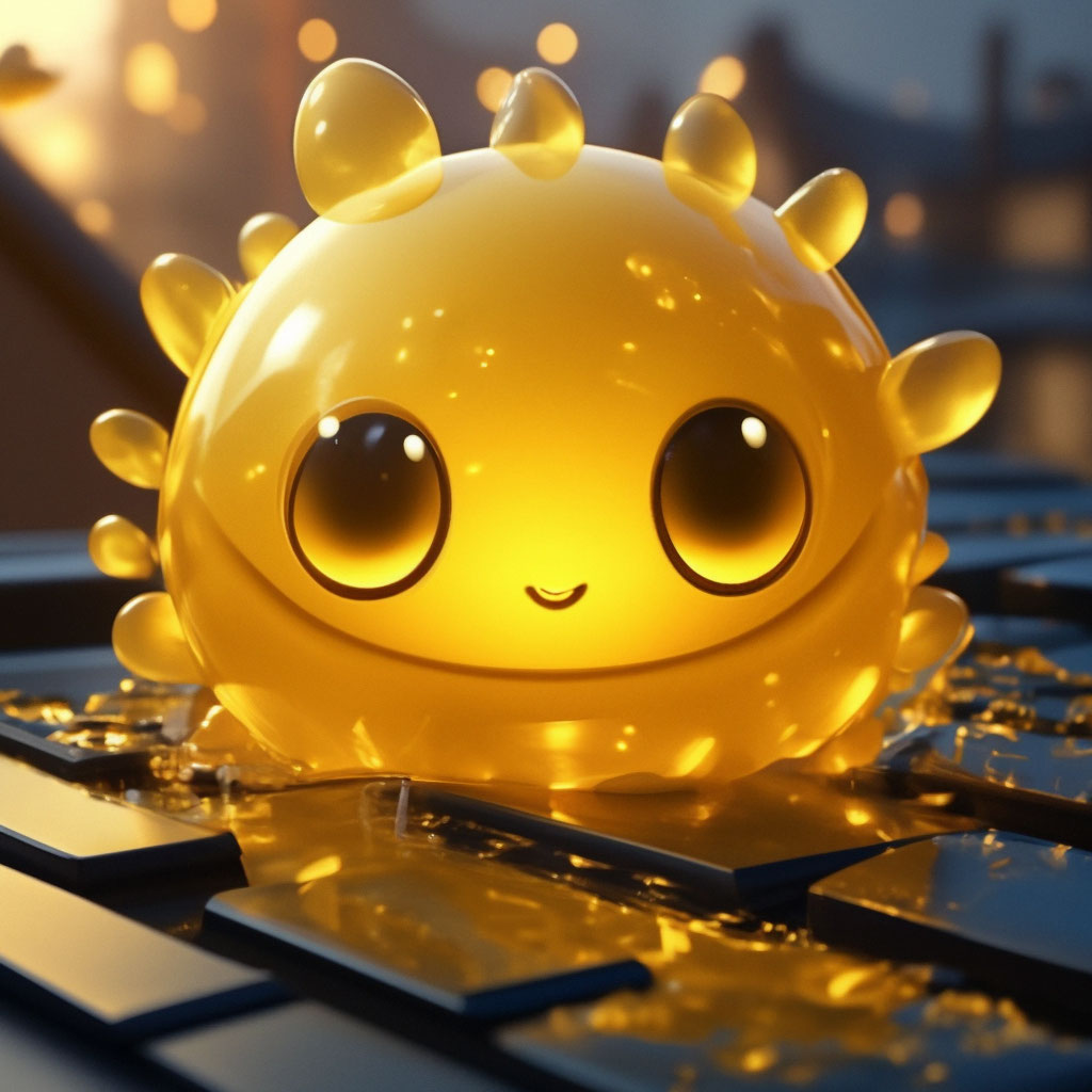"Glowing sunny-a clot of slime with anime eyes jumps roofs, Genshin ...