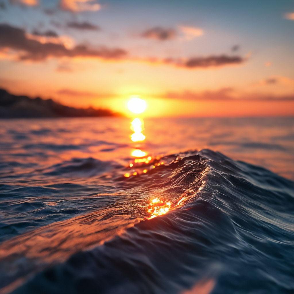 "Sunset on the sea, beautiful, realistic, close-up, professional photo ...