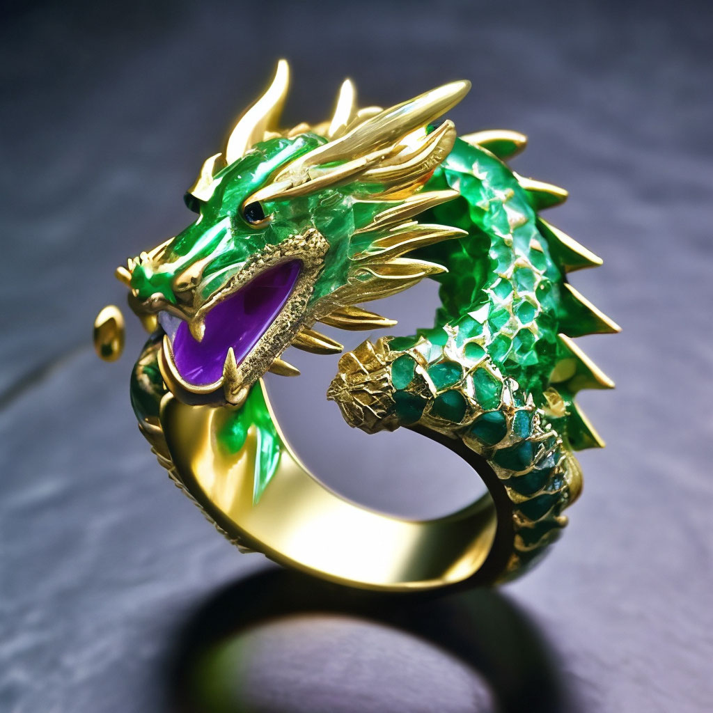 "A ring in the shape of a green dragon 🐉😎👍😺😍 ️🔥🤩📿🇷🇺 consisting of ...