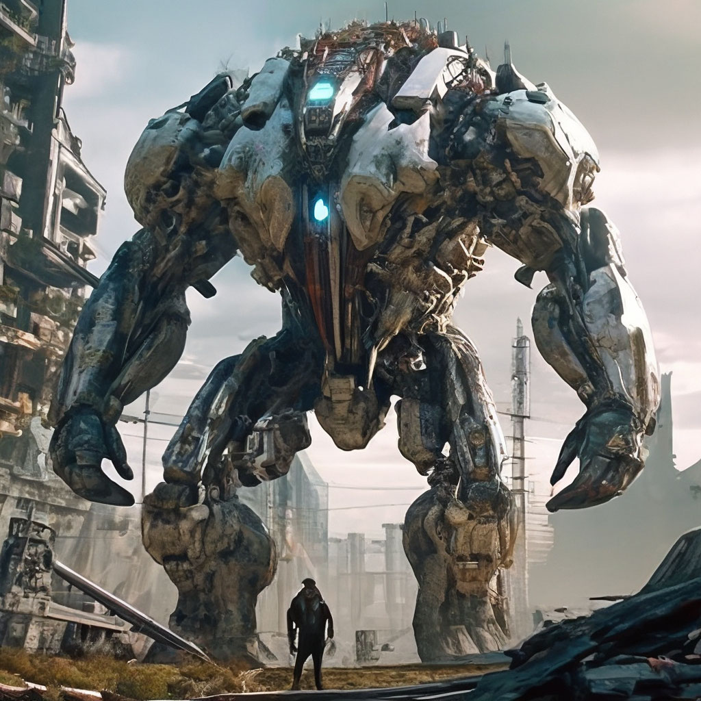 "Post-apocalypse, titanomorph, cybernetic organism,muscles and steel ...