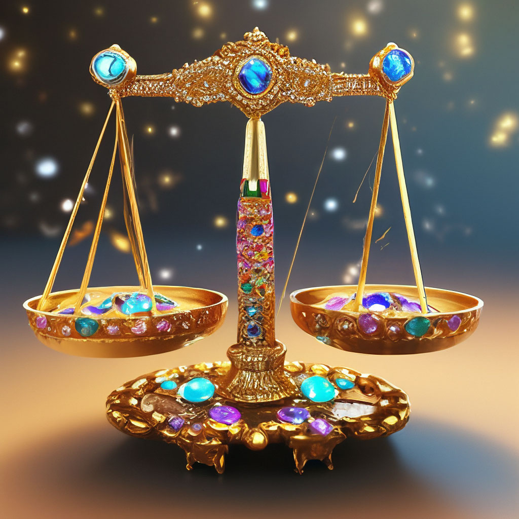"Zodiac sign Libra.ordinary scales,decorated with precious stones ...