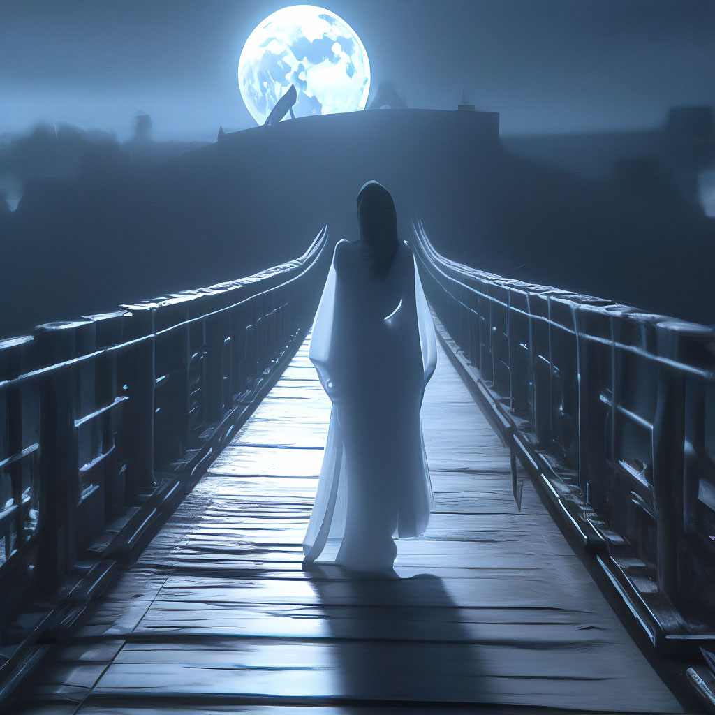 "Hypernaturally, megarealism, an old bridge made of cam ney, there is a ...