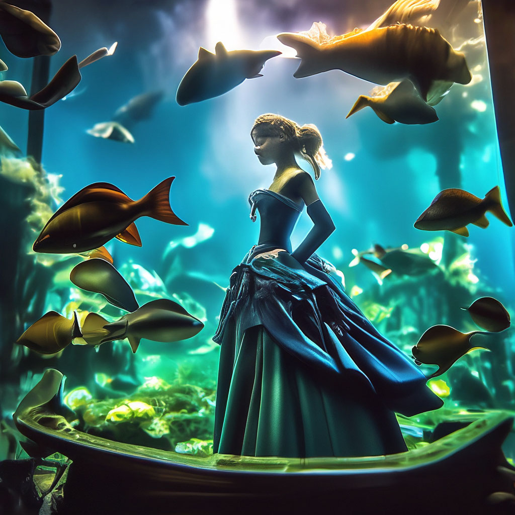 "The princess in the aquarium" — image created in Shedevrum