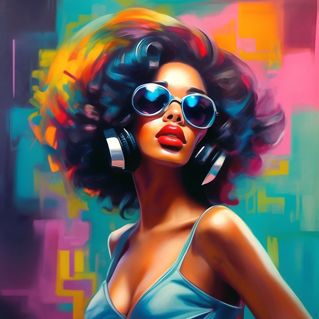 "A very beautiful girl in the funk style" — image created in Shedevrum