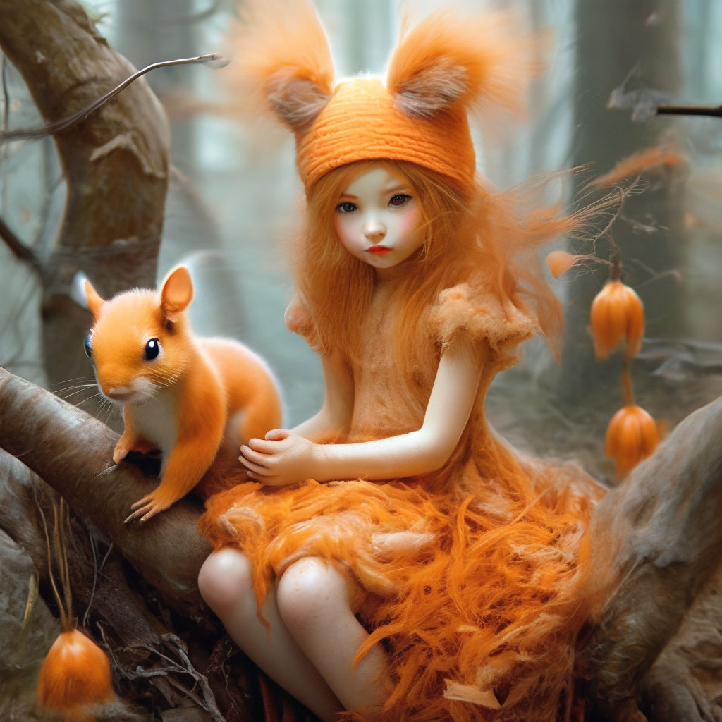 "🐿 multifaceted surreal landscape,graphics,creepy forest, girl + fairy+ ...