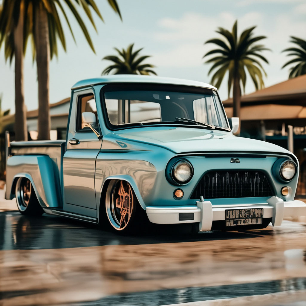 "Uaz milk truck pickup in a rocket bunny body kit, stance, spoiler ...