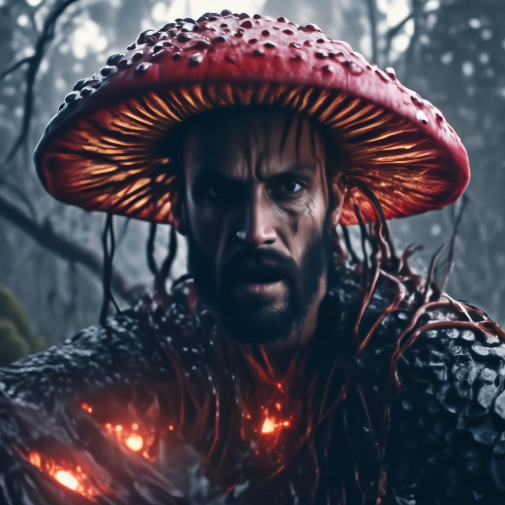 "Symbiosis of man and mushroom horror scary horror, beautiful ...