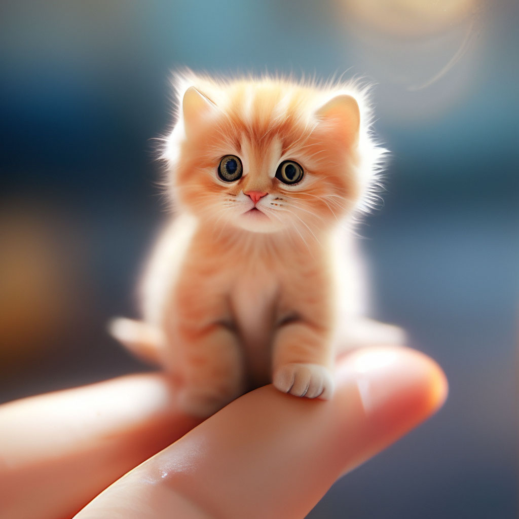 "Mini cat small,tiny,cute, delicate peach fluffy kitten sitting on the ...