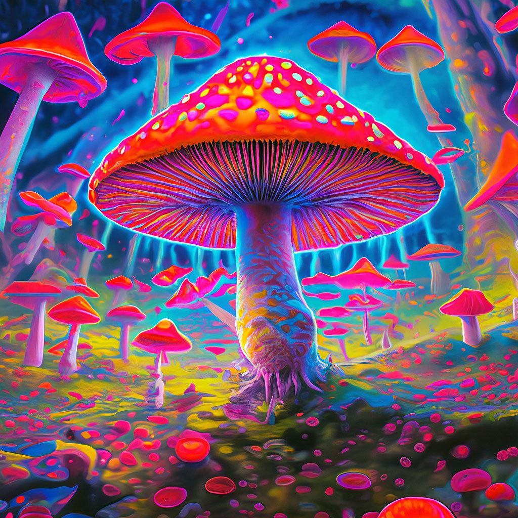 "Psychedelic fly agaric" — image created in Shedevrum