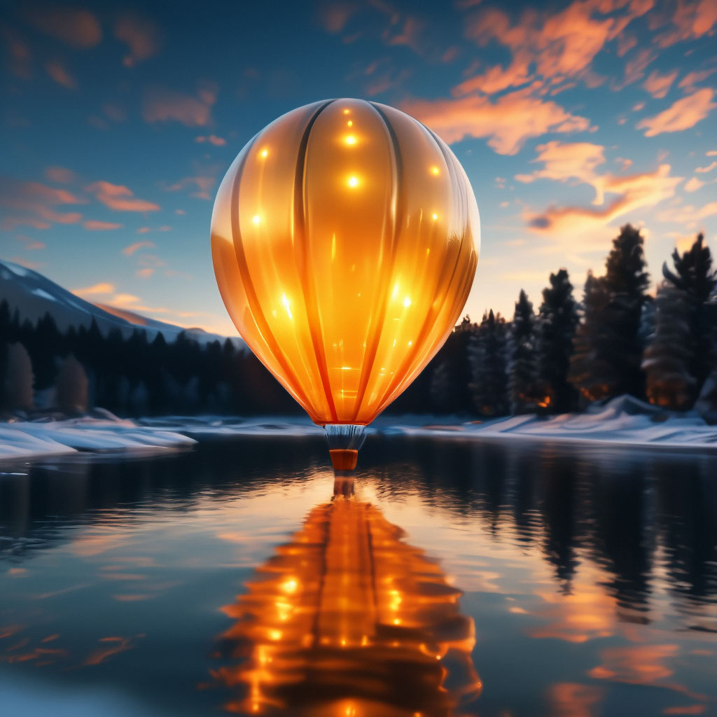 "Milky Way, winter lake, glowing amber dots, neon balloon, digital art ...