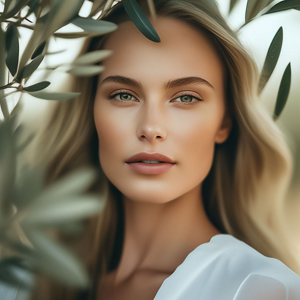 "White models face beautiful in white light summer clothing in the ...