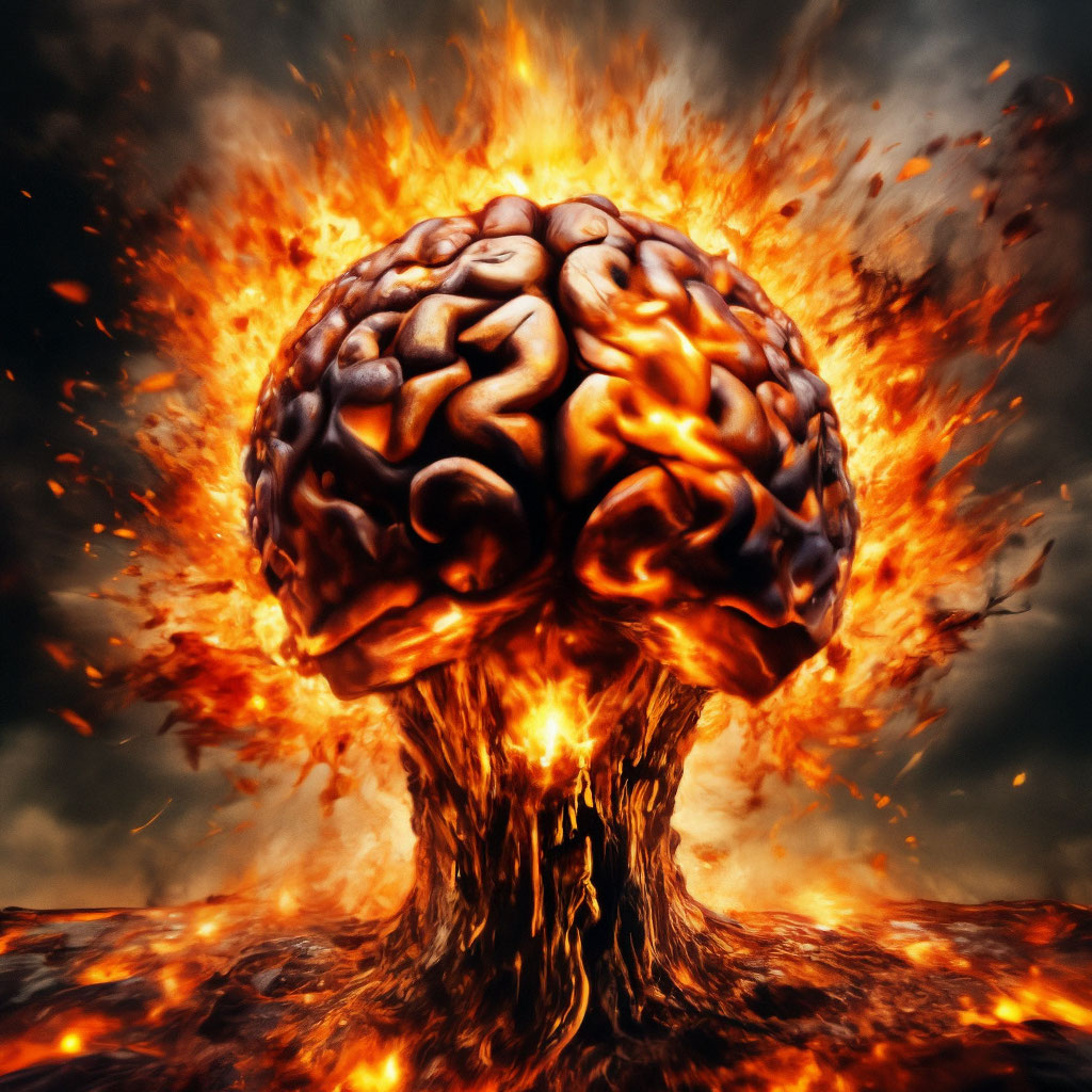 "Brain explosion" — image created in Shedevrum