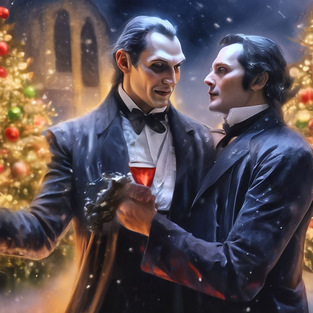 "Watercolor drawing, photorealism, magic, Nosferatu and Dracula dance ...