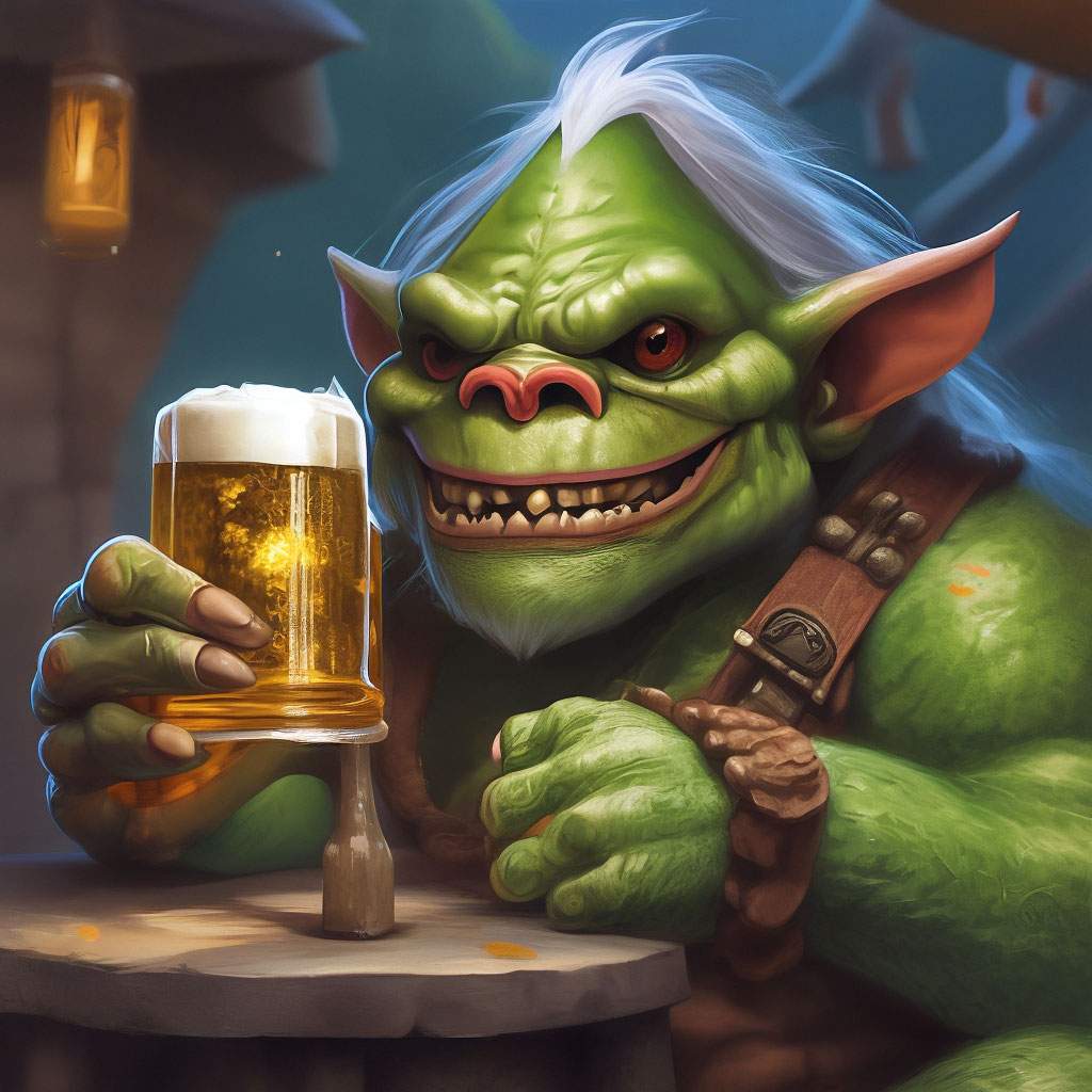 "Troll with a beer mug" — image created in Shedevrum