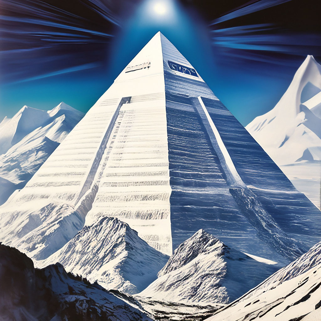 "The white pyramid is located high in the mountains, its walls are made ...