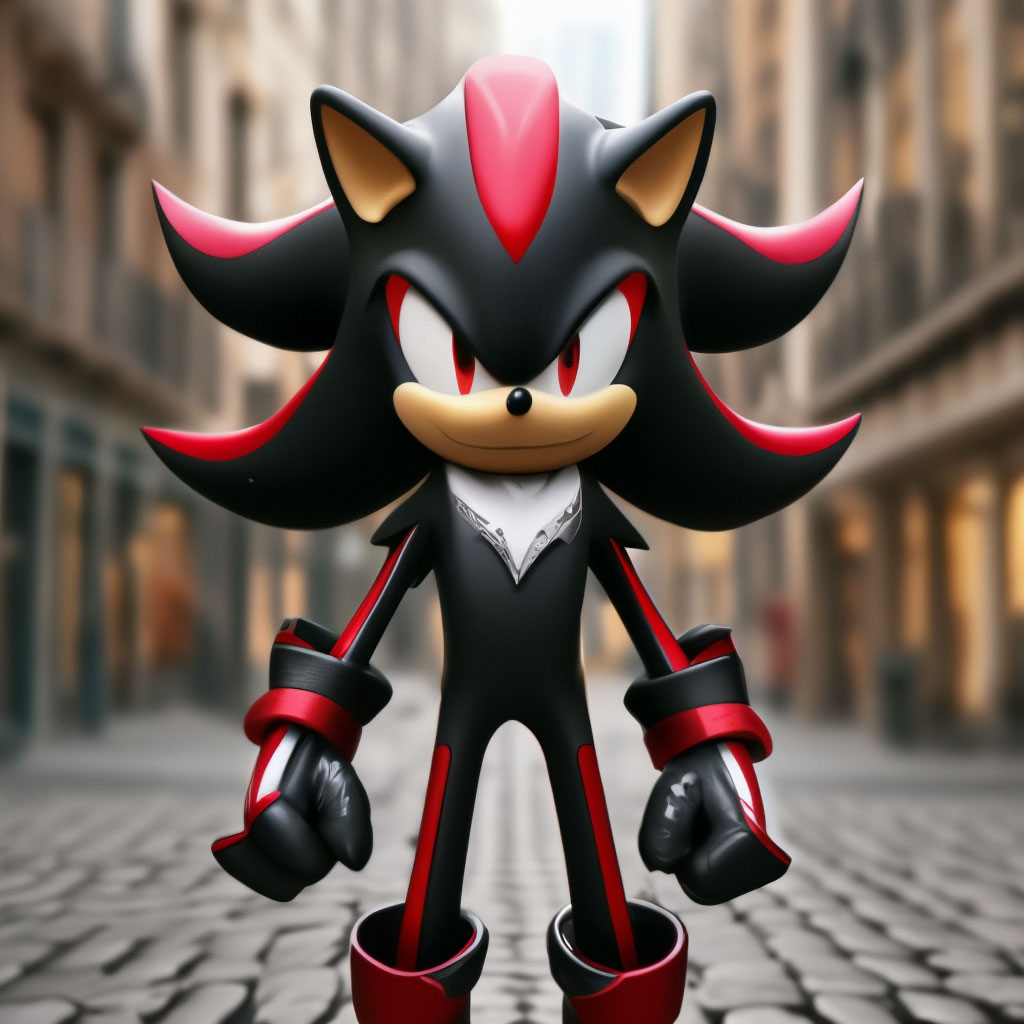 "Anthropomorphic black and scarlet tall Modern Hedgehog Shadow with a ...