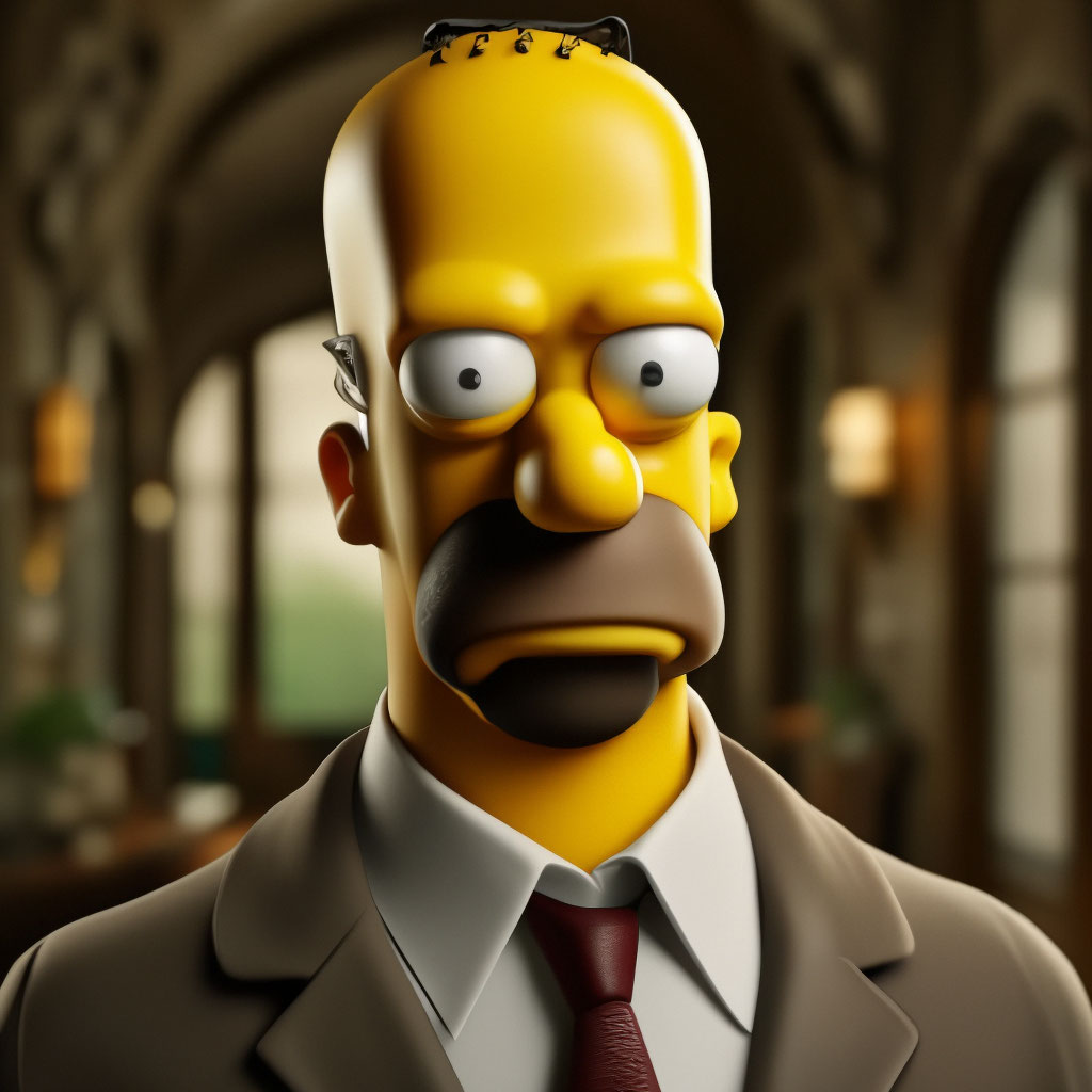 "Homer Simpson, real person, megarealestically, super quality" — image ...