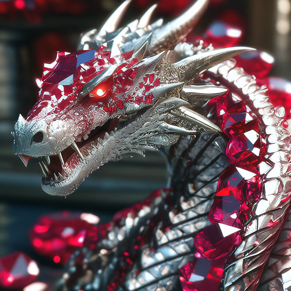 "Dragon with diamonds and rubies in scales hyperrealism 8k" — image ...