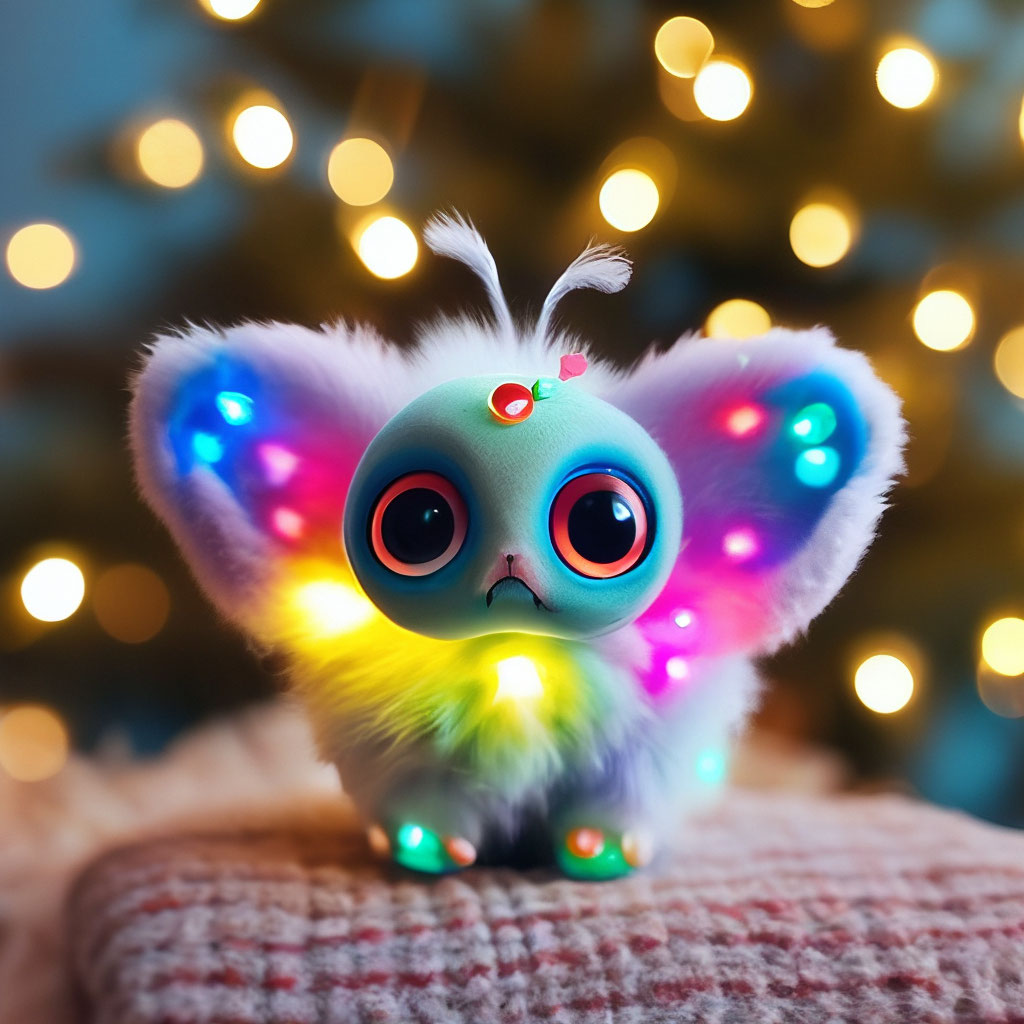 "A small butterfly with huge eyes is cute and very fluffy multicolored ...
