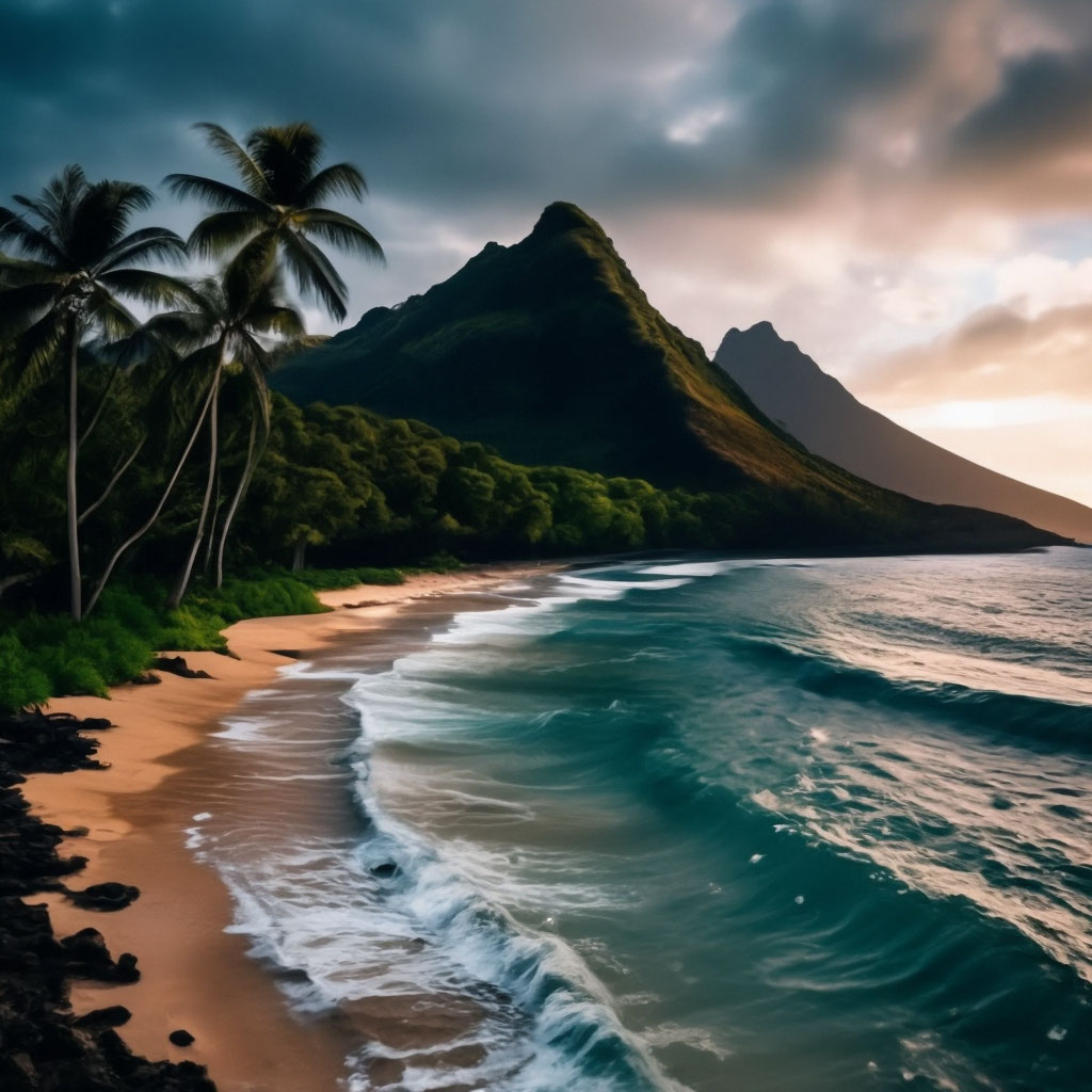 "🖤🖤🖤 Hawaii, beach, ocean, mountains, jungle, palm trees, holiday ...