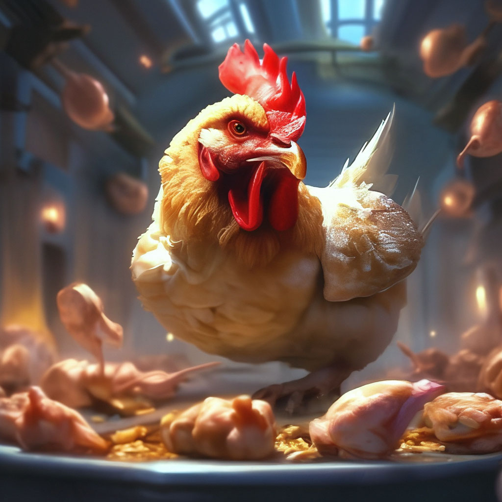"Chicken is bad 😬" — image created in Shedevrum