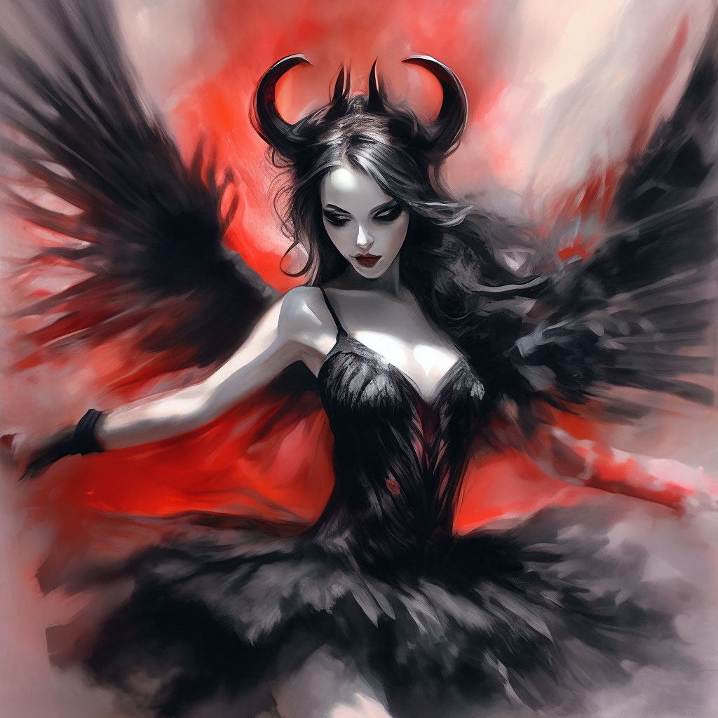 "The girl is a demon ballerina,dancing ballet flapping her wings, hurricane …" — image created ...