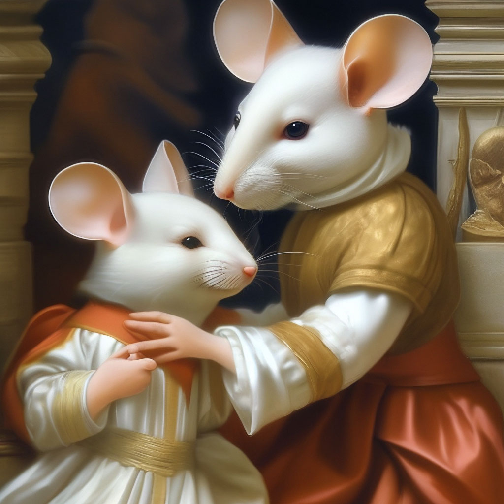 "Don't worry, everything will be fine! anthropomorphic mouse stroking ...