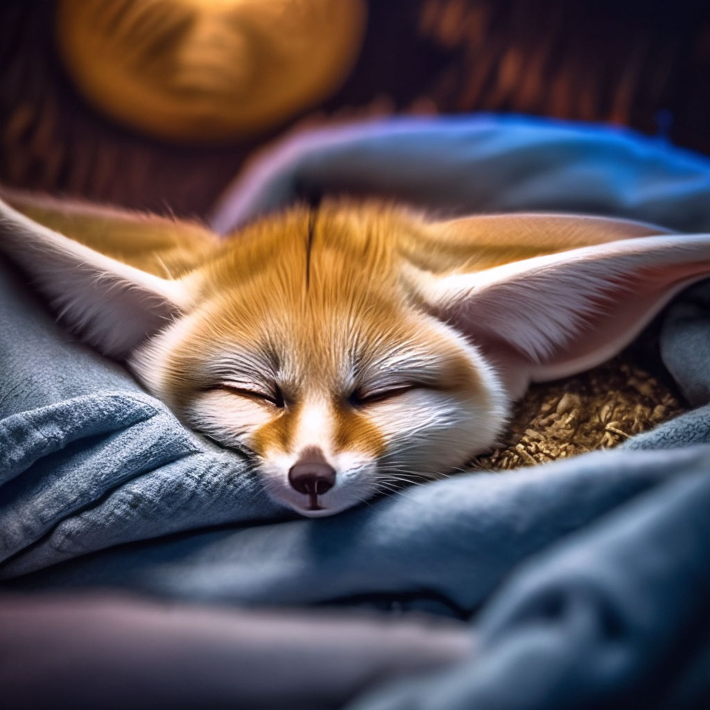 "Всем приятных снов 😴🤗 hyper-eared fennec sleeping, night, complete ...