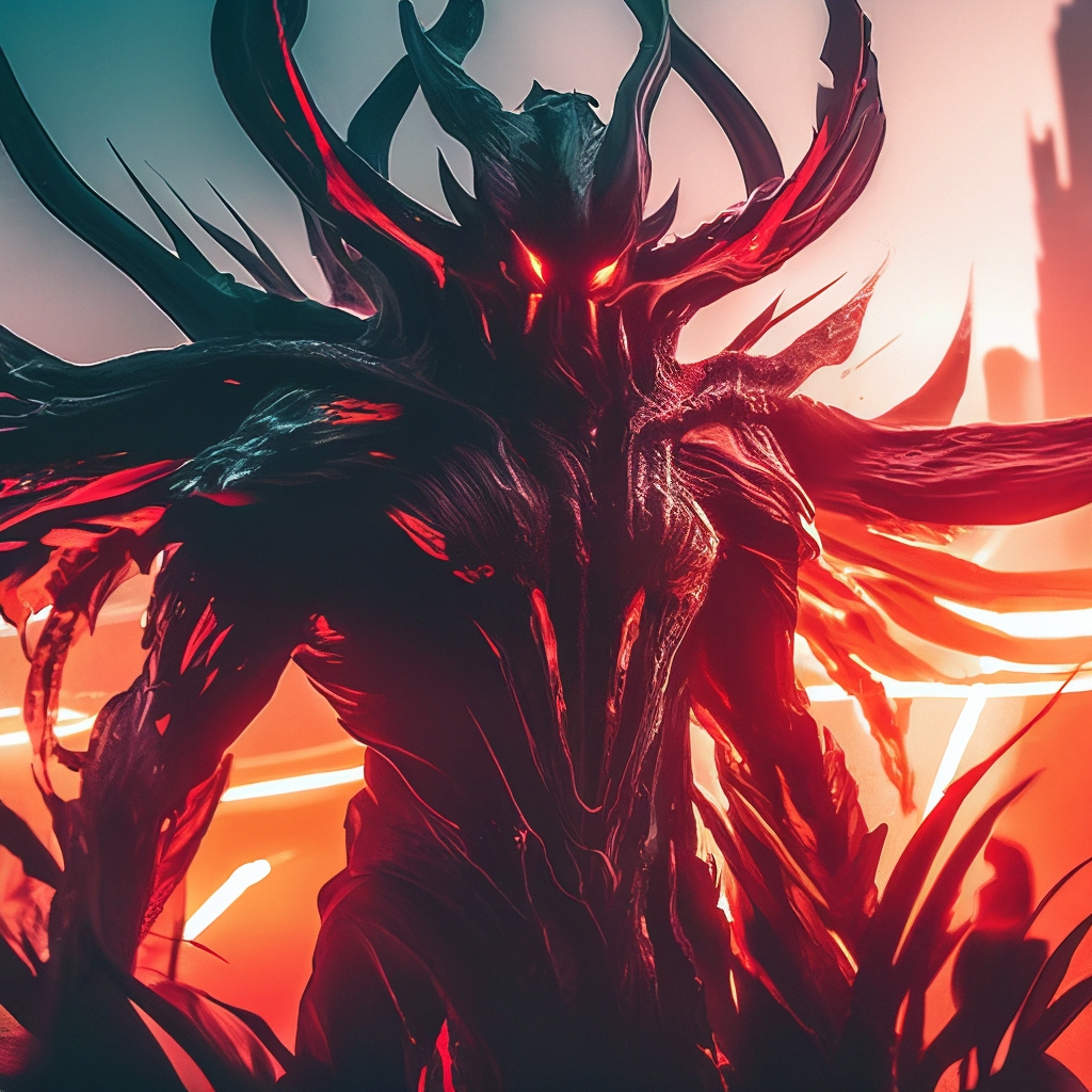 "The demon in close-up got to Heaven. Surreal Gothic style, futuristic ...