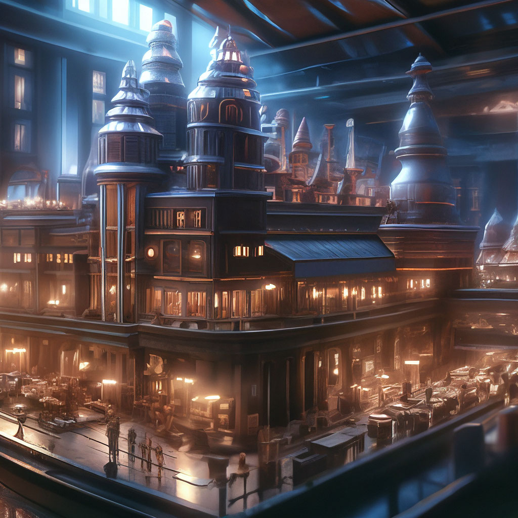 "Fantastic chocolate factory hyperdetalization, bright light ...