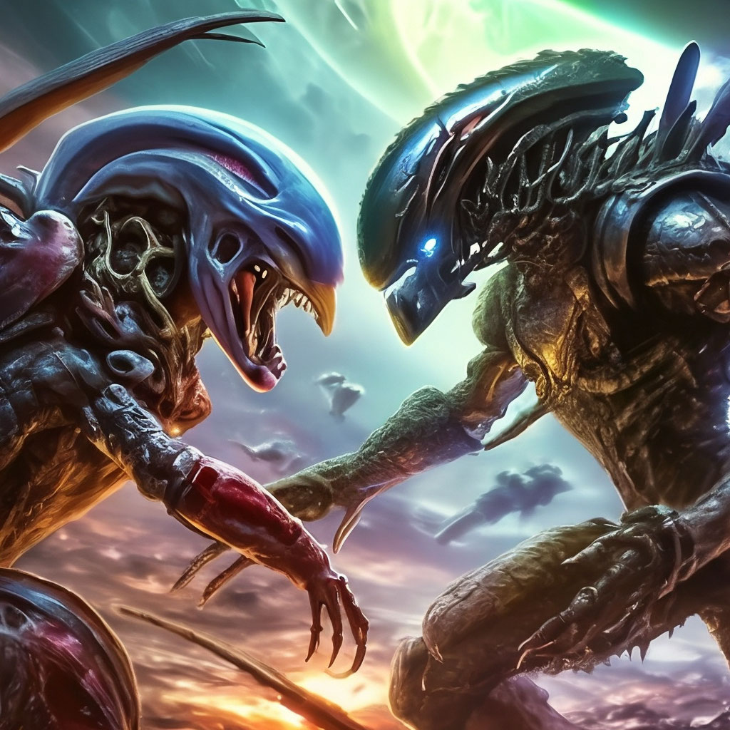 "Predator vs alien, alien vs predator, battle, space, detail" — image ...